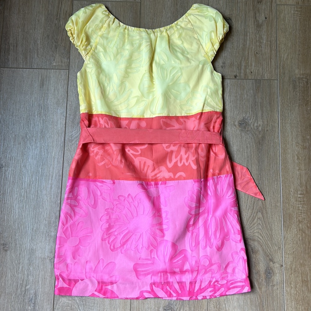 2000s Era Lilly Pulitzer Color Block Cap Sleeve Dress… - Gem